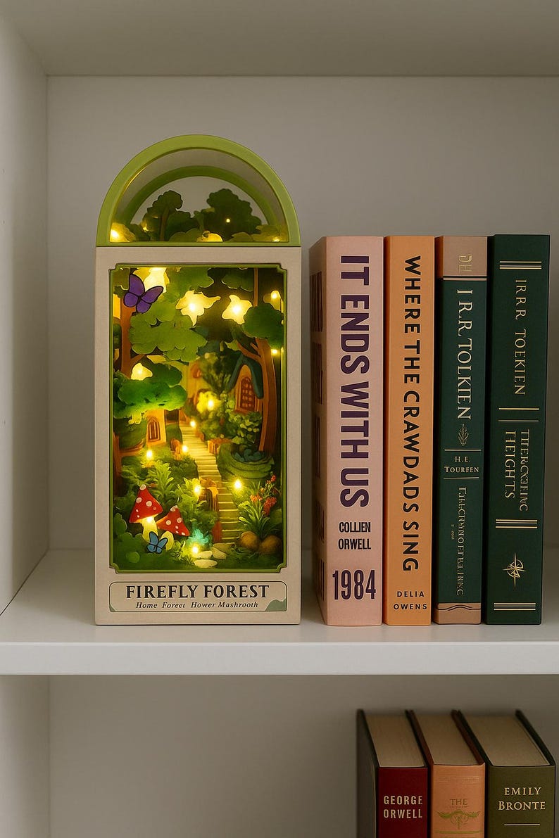 DIY Firefly Forest Book Nook Kit | 3D Wooden Puzzle Bookshelf Insert ...
