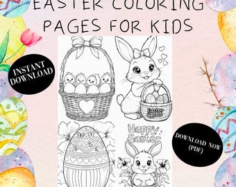 10 Cute Easter Coloring Pages for Kids and Adults | Spring Floral Bunny ...