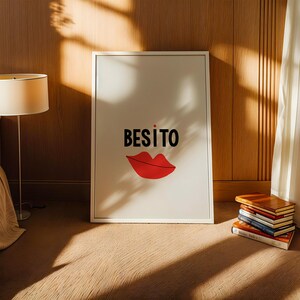 Besito Kiss Poster, Spanish Sayings Wall Art, Italy Love Wall Art, Lips ...