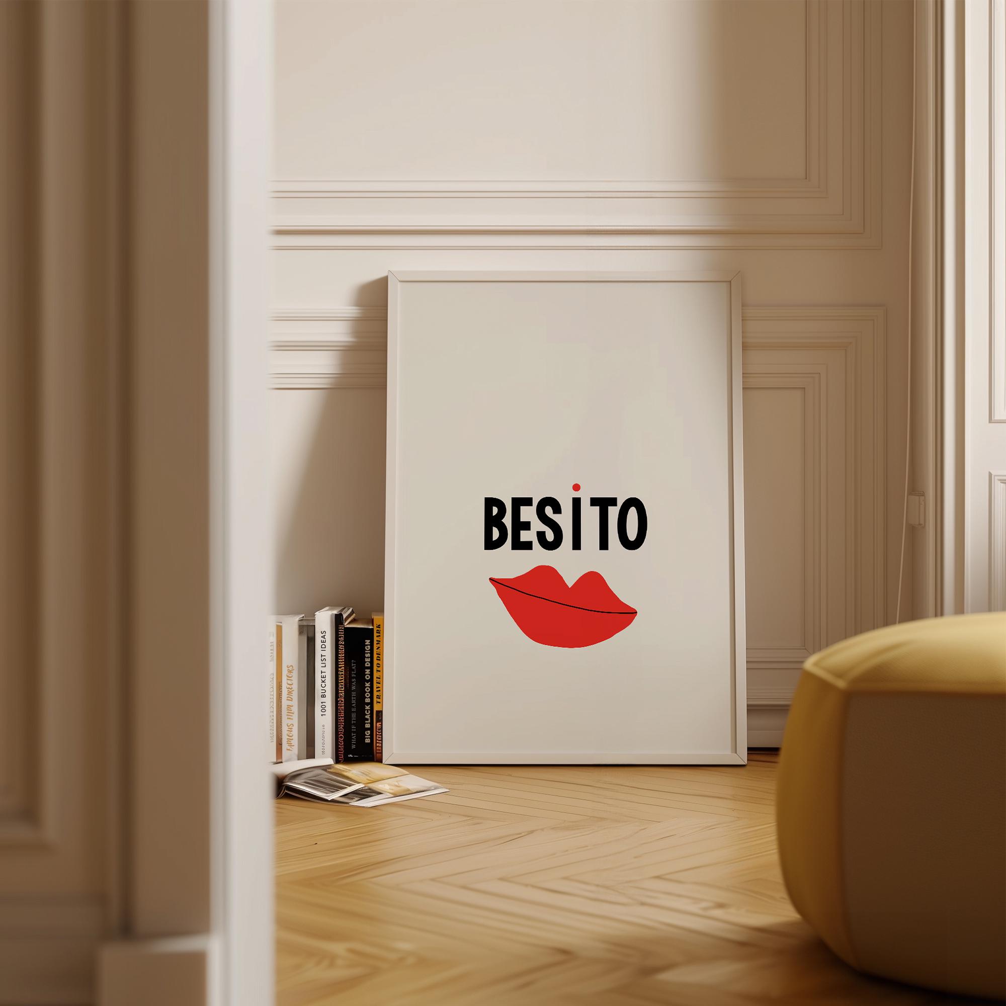 Besito Kiss Poster, Spanish Sayings Wall Art, Italy Love Wall Art, Lips ...