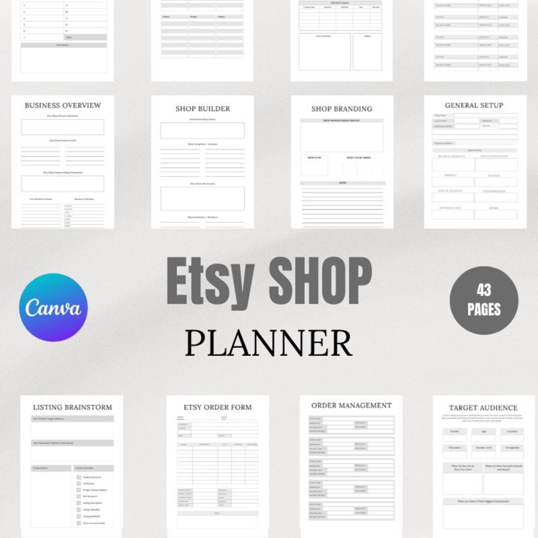Etsy Shop Planner: 43-page Canva Template (editable PDF) - Etsy