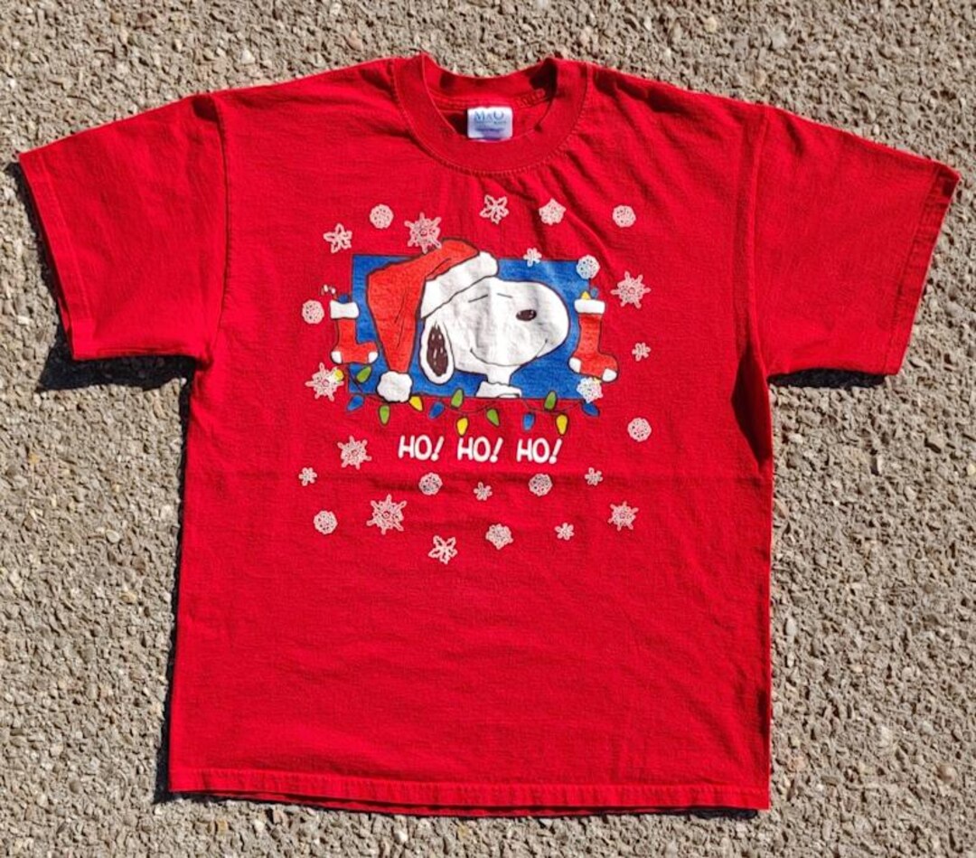 Vtg 2000s Peanuts Christmas Snoopy Santa Print T-shirt Size (L) - Etsy