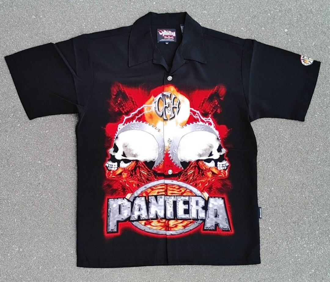 Vtg 2003 Pantera Cowboys From Hell Dragonfly Button-up All Over Print ...