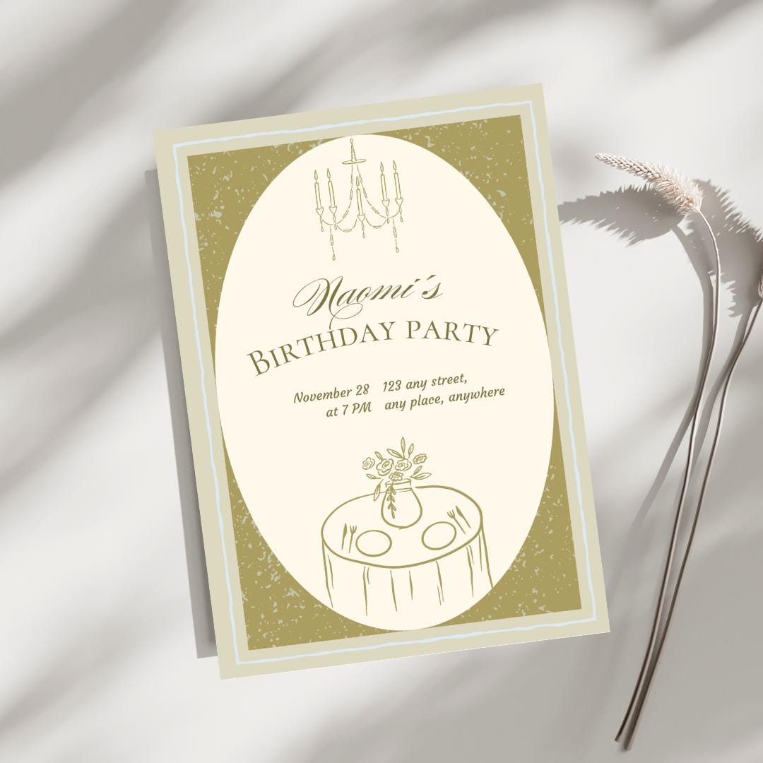 Dinner Party Invitation • Editable Template • Chandelier Birthday ...