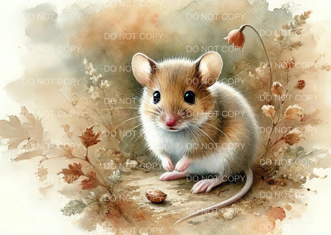 Cute Mouse Wall Art Print - Baby Animal Nursery Decor, Woodland Kids ...
