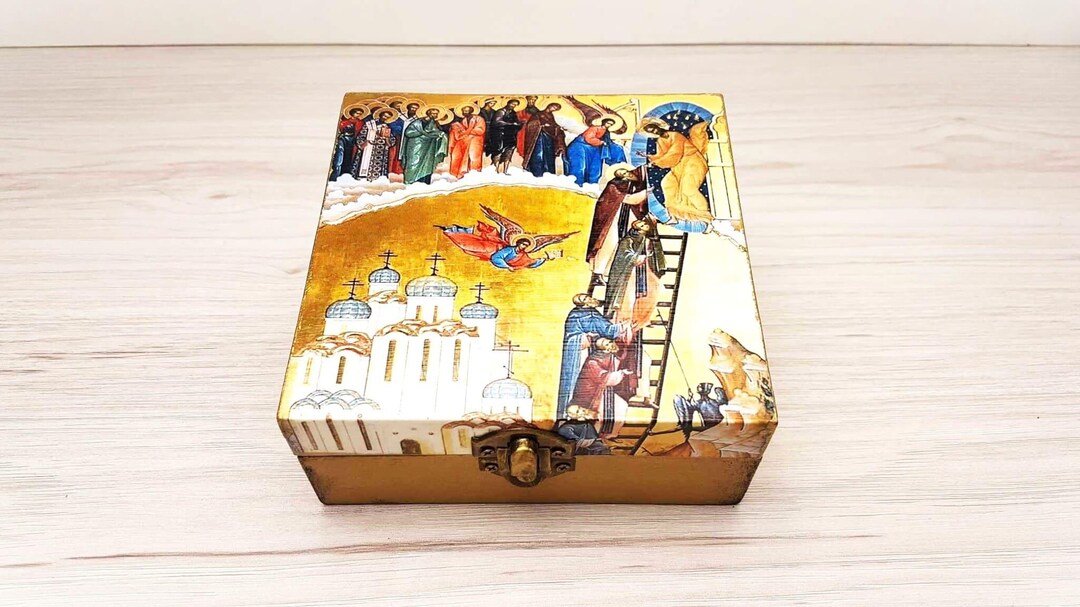 The Ladder of Divine Ascent Handmade Prayer Box, Greek Orthodox Icon ...