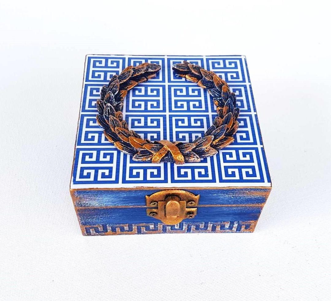 Ancient Greek Key Jewelry Box Small, Olive Branch Laurel Wreath Ring ...