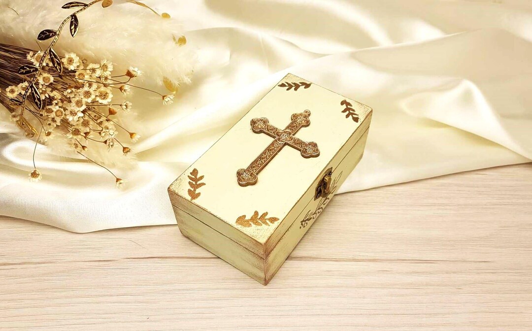 Greek Orthodox Baptism Monogram Cross Box, Orthodox Christian Gift ...