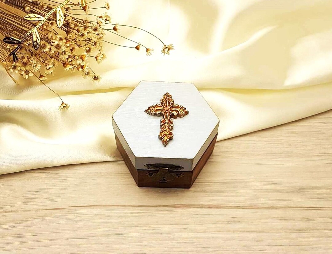 Greek Orthodox Baptism Boy Cross Box Small, Handmade Christian Gift ...