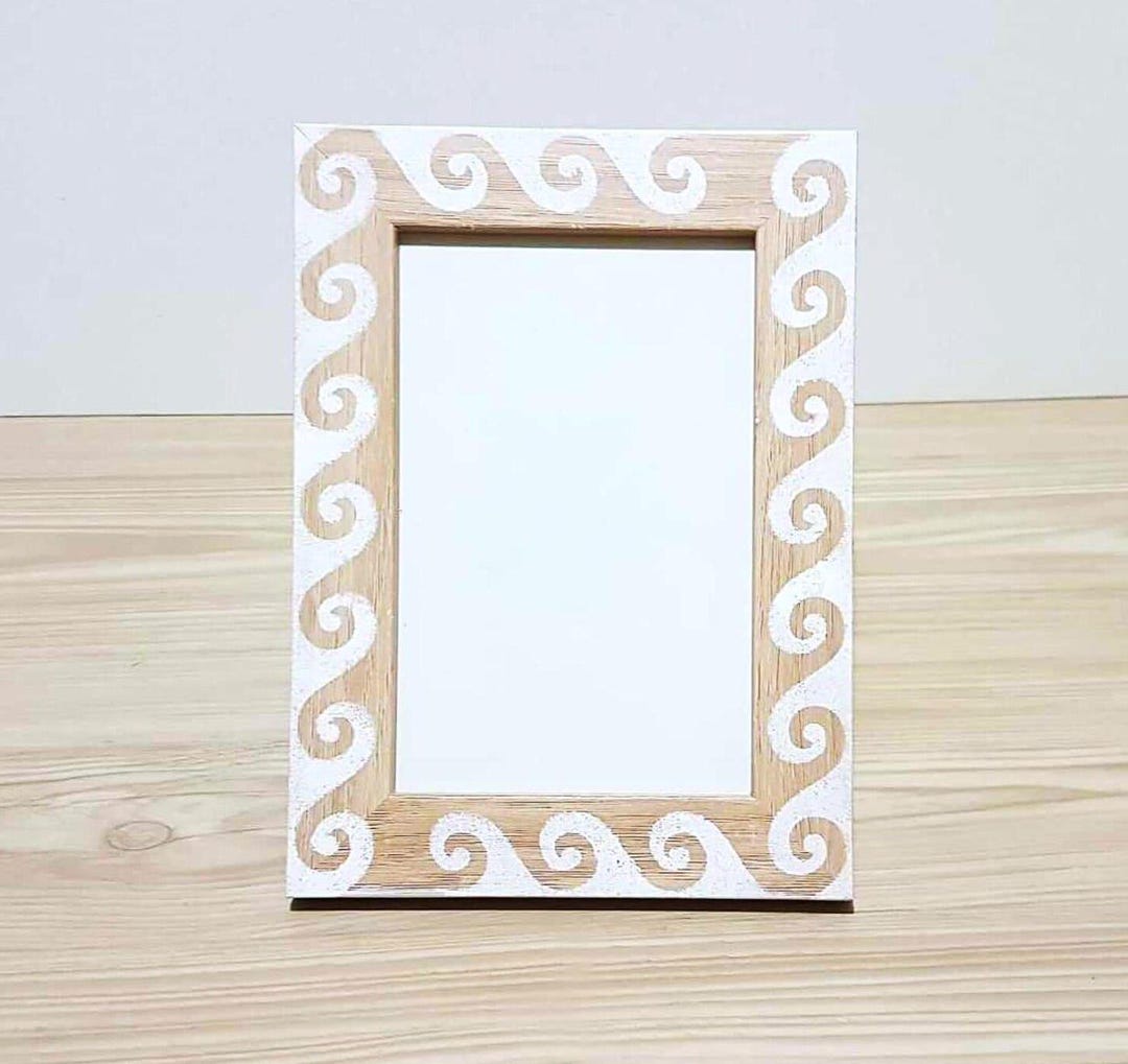Greek Key Picture Frame 5x7 Wooden Photo Frame Unique, White Blue ...