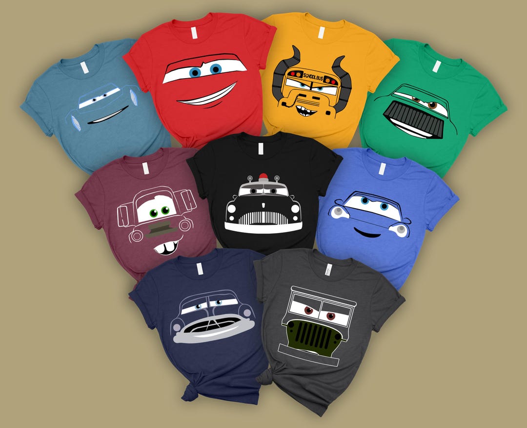 Disney Cars Face Outline Family Matching Shirts, Cars Group Shirt ...