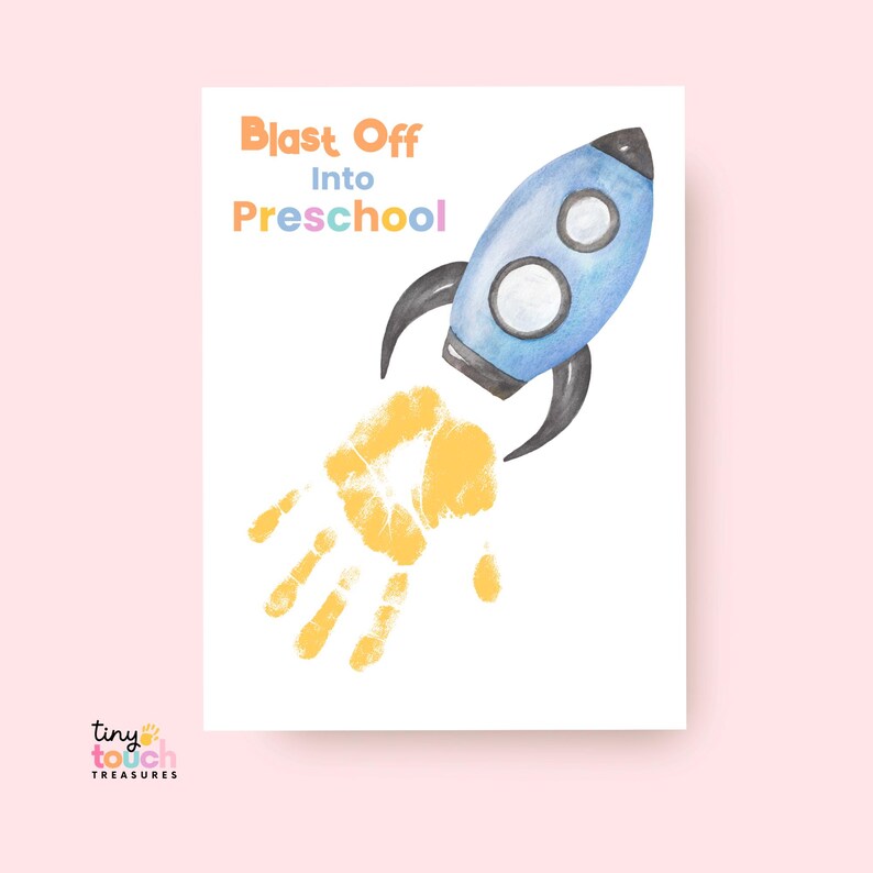 Back to School Preschool Rocket Handprint Craft. Classroom and Daycare ...