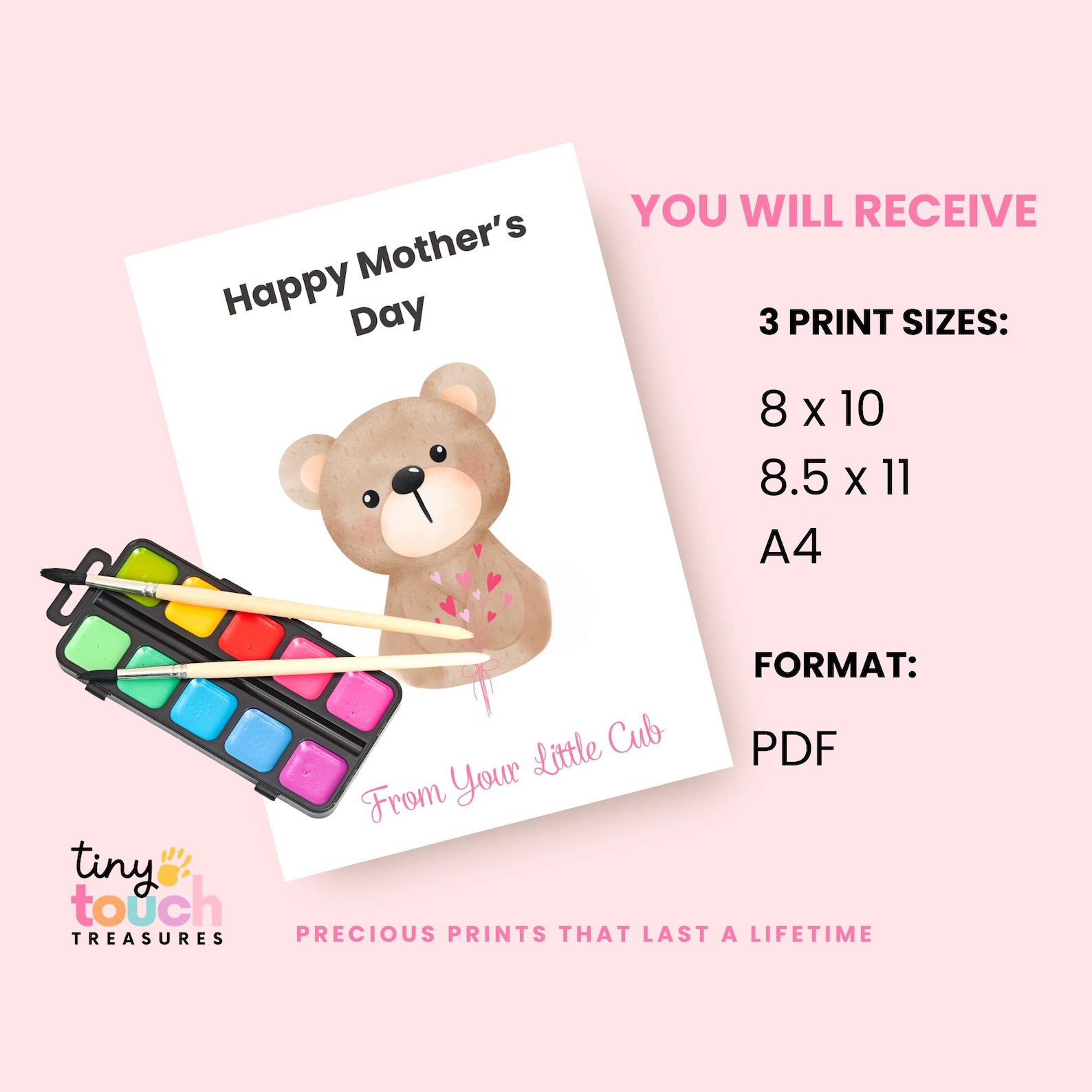 Mother's Day Footprint Art Craft. Bear Little Cub Footprint. Mom ...