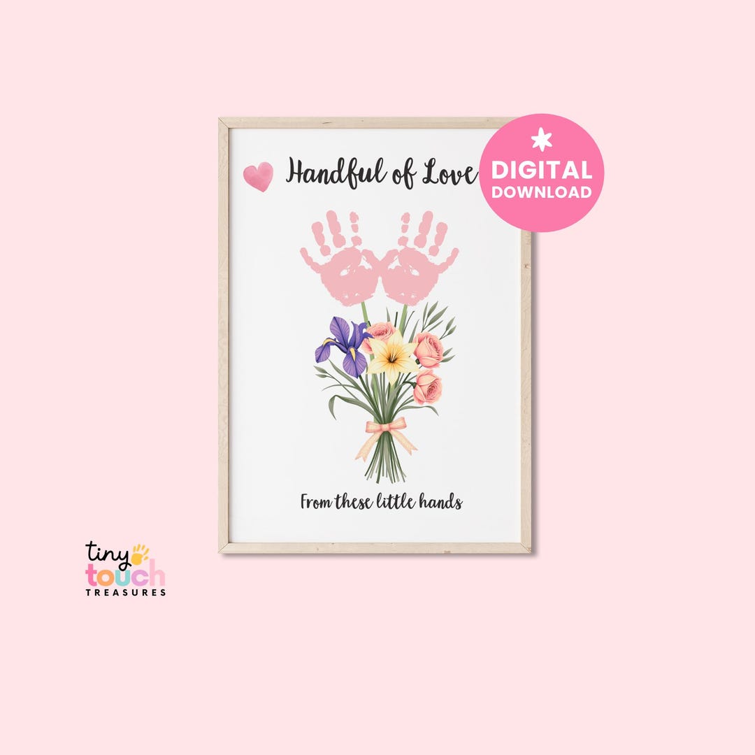 Mother's Day Handprint Art Craft. Handful of Love Flower Handprint. Mom ...