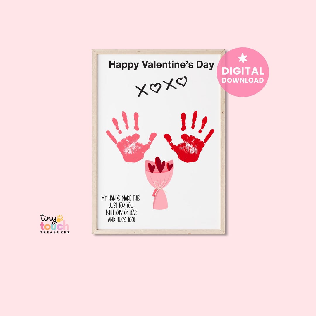Valentine's Day Handprint Art Printable | DIY Keepsake Craft for Mom ...