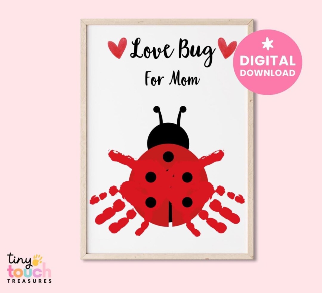 Mother's Day Handprint Art Craft. Love Bug Ladybug Handprint. Mom ...