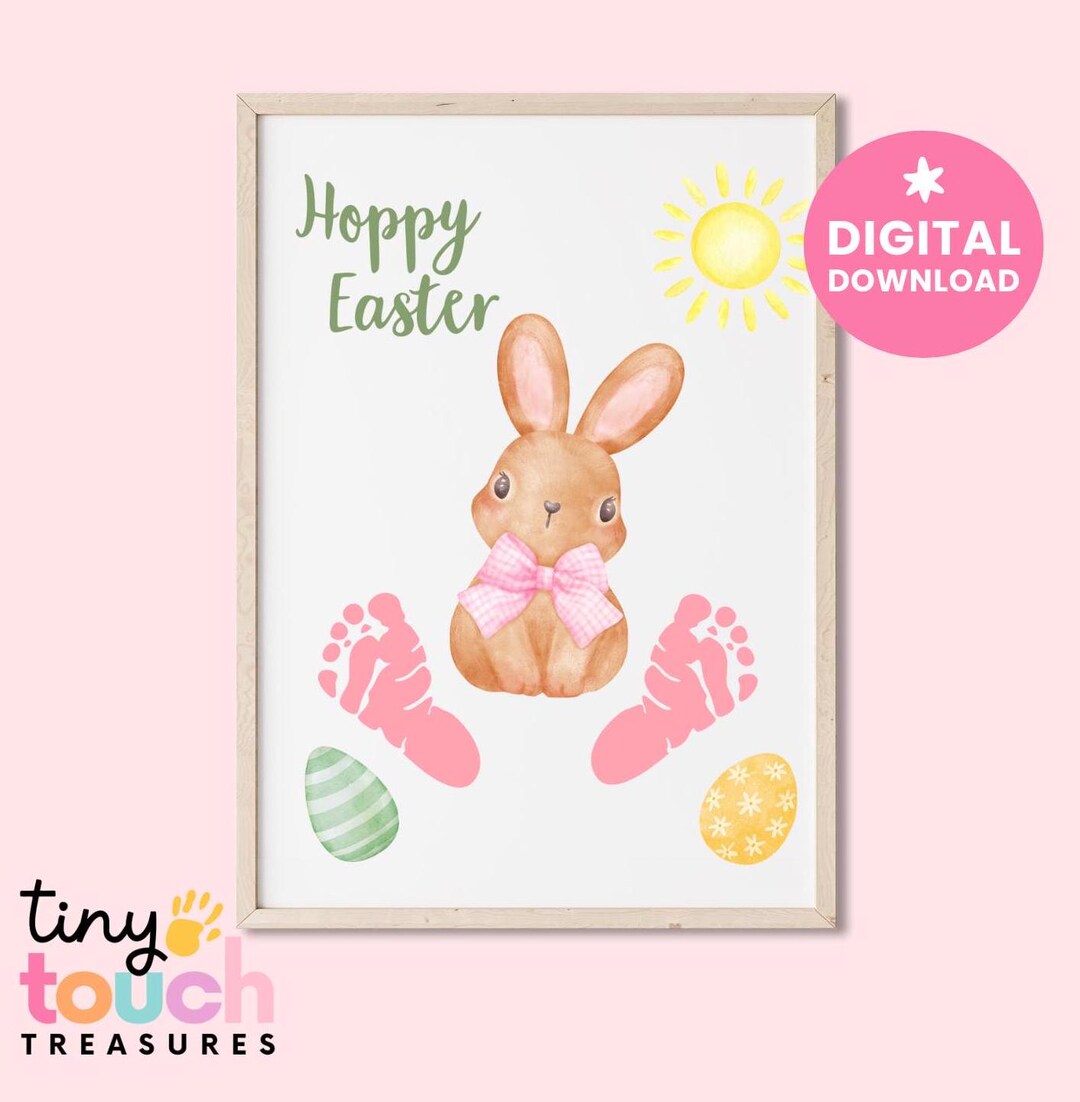 Hoppy Easter Footprint Art. Bunny Footprint. Toddler Activity. Easter ...