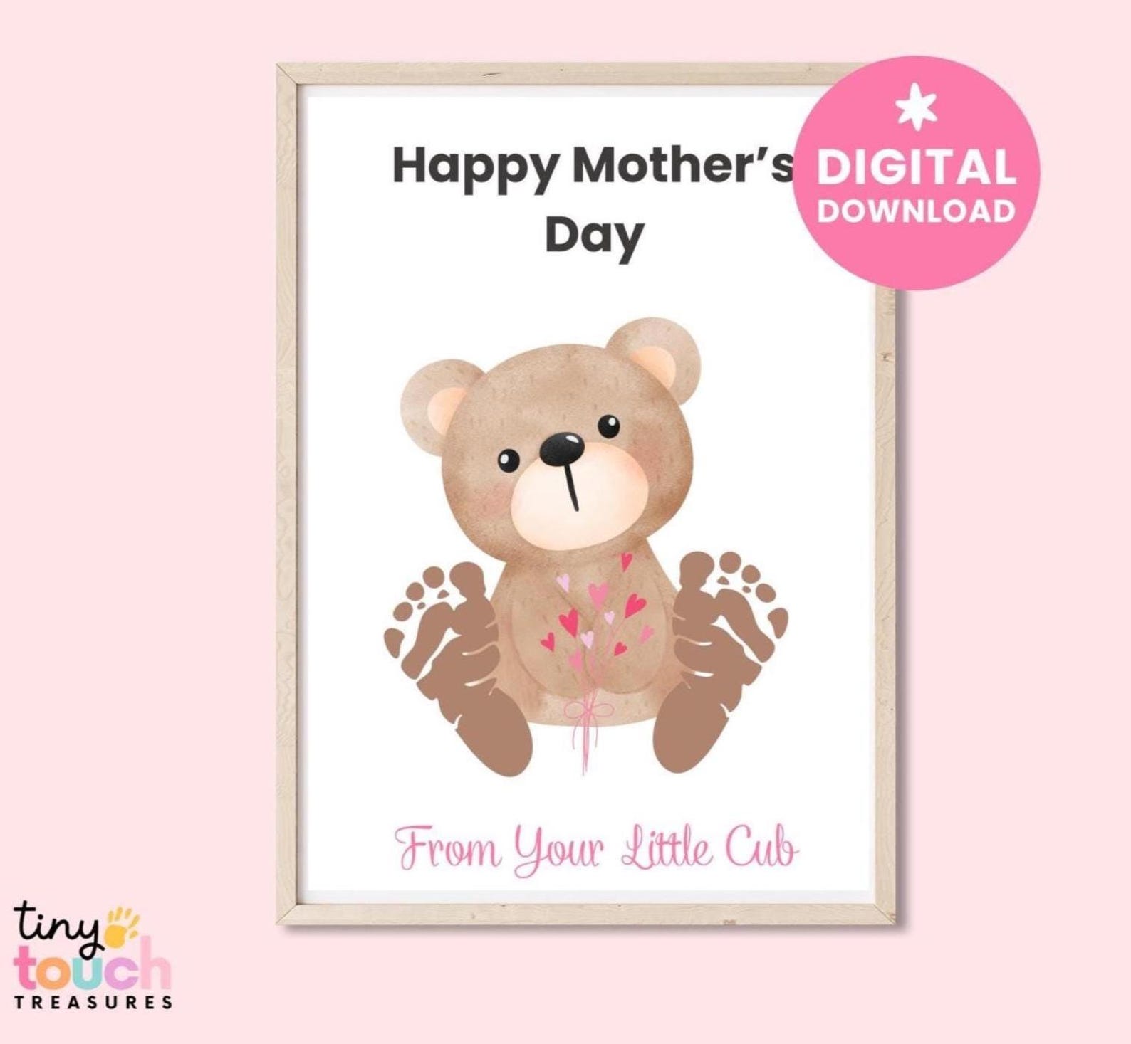 Mother's Day Footprint Art Craft. Bear Little Cub Footprint. Mom ...