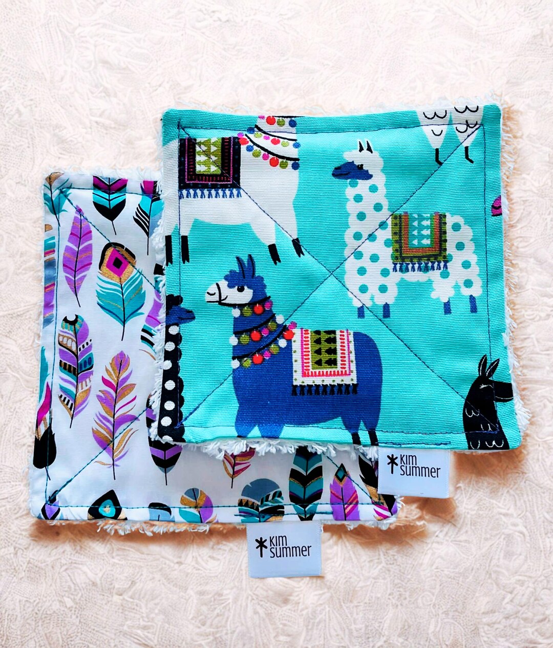 DISCONTINUED - Llama Cotton Face Washers Set of 2, Handmade Australian ...