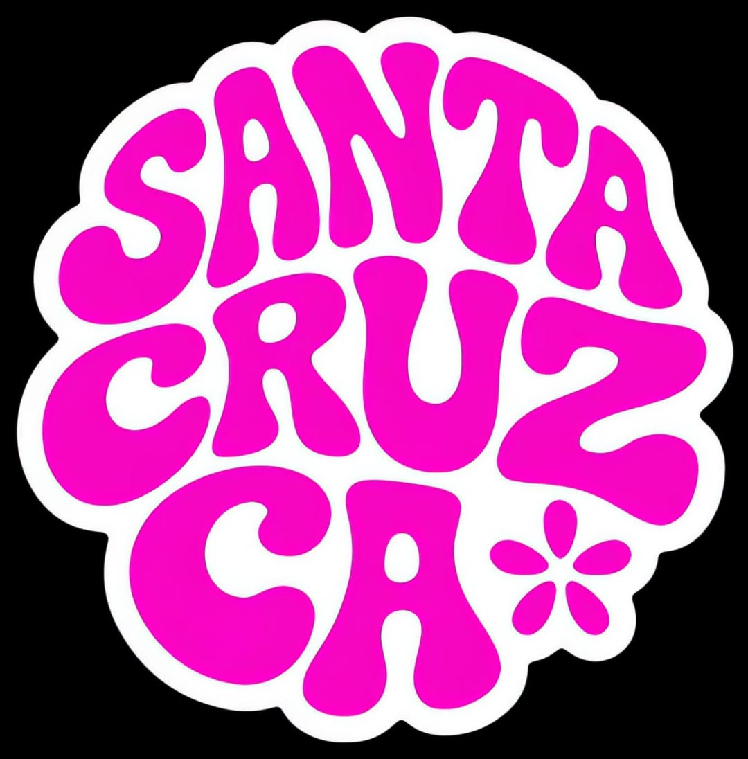 Santa Cruz California Pink, Sticker, Decals, Waterproof, Water Bottles ...