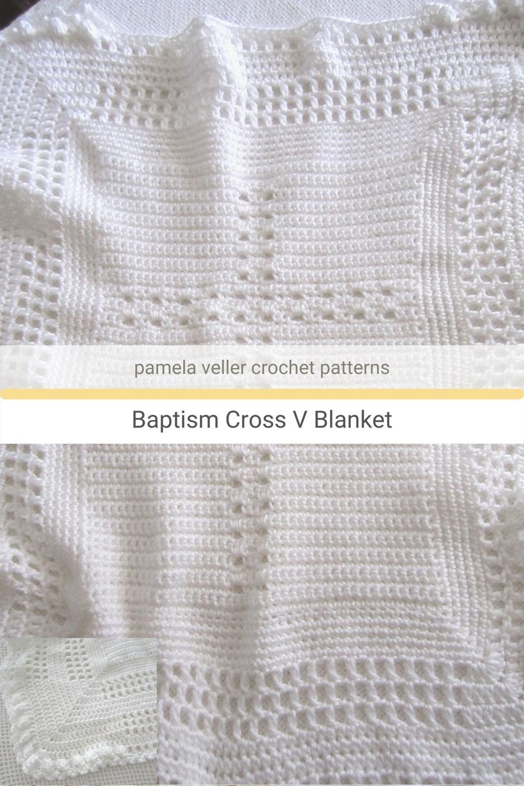 Crochet Cross Baby Blanket Pattern: White Baptism Gift V (PDF Pattern ...