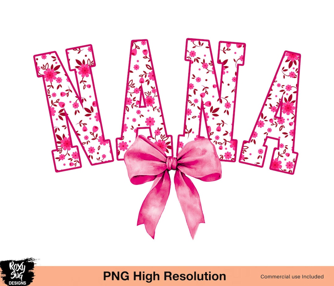 Nana Floral Toile Pink Png, Nana Png, Varsity Nana Png, Nana Varsity ...