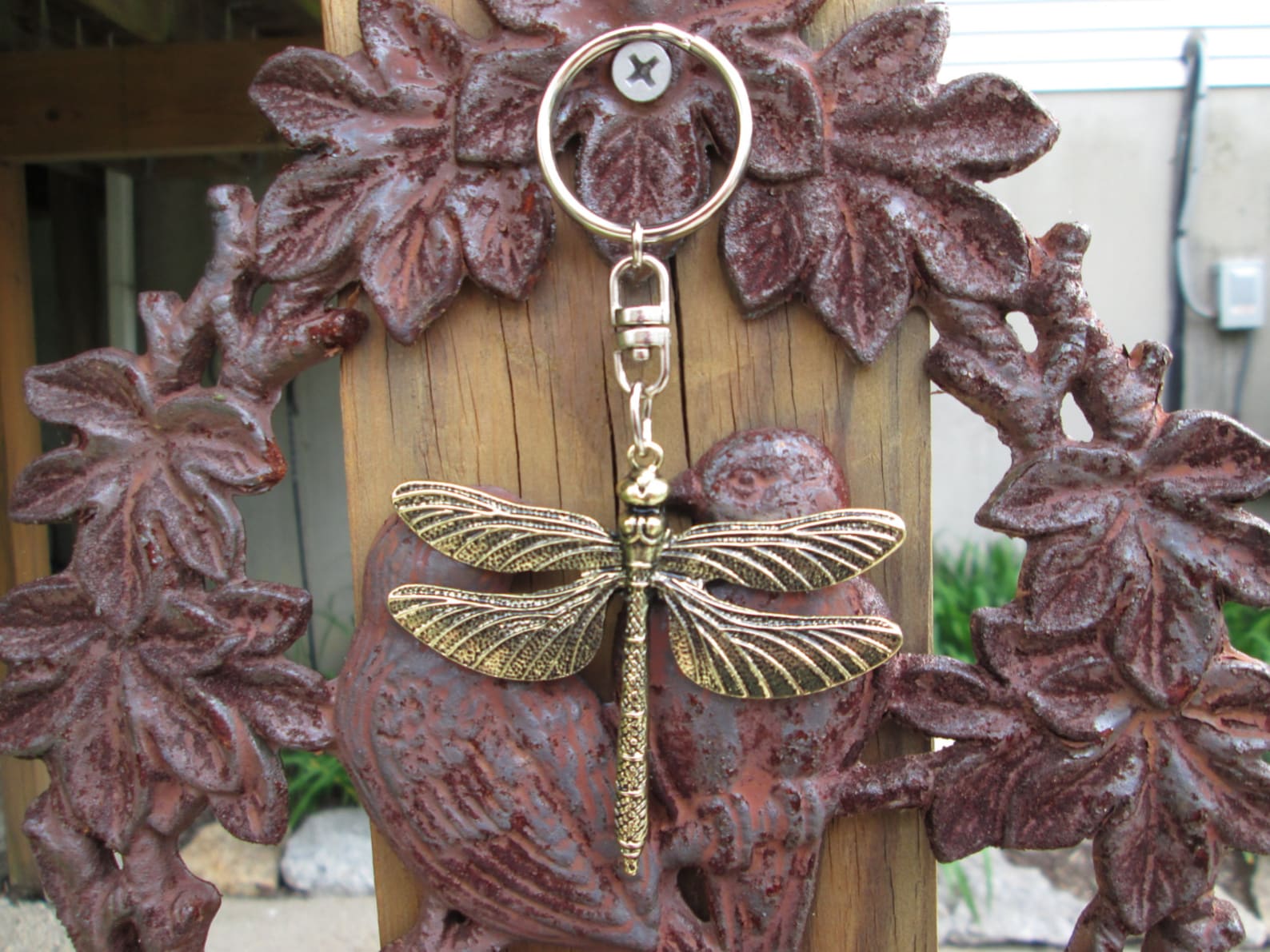 Dragonfly Key Chain Dark Gold Color With Black Running Through It - Etsy