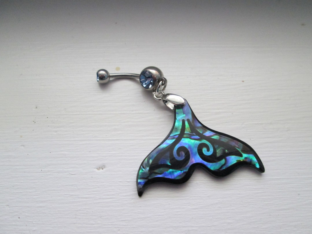 Mermaid Tail Blue Stone Body Jewelry Belly Button Ring Peircing - Etsy
