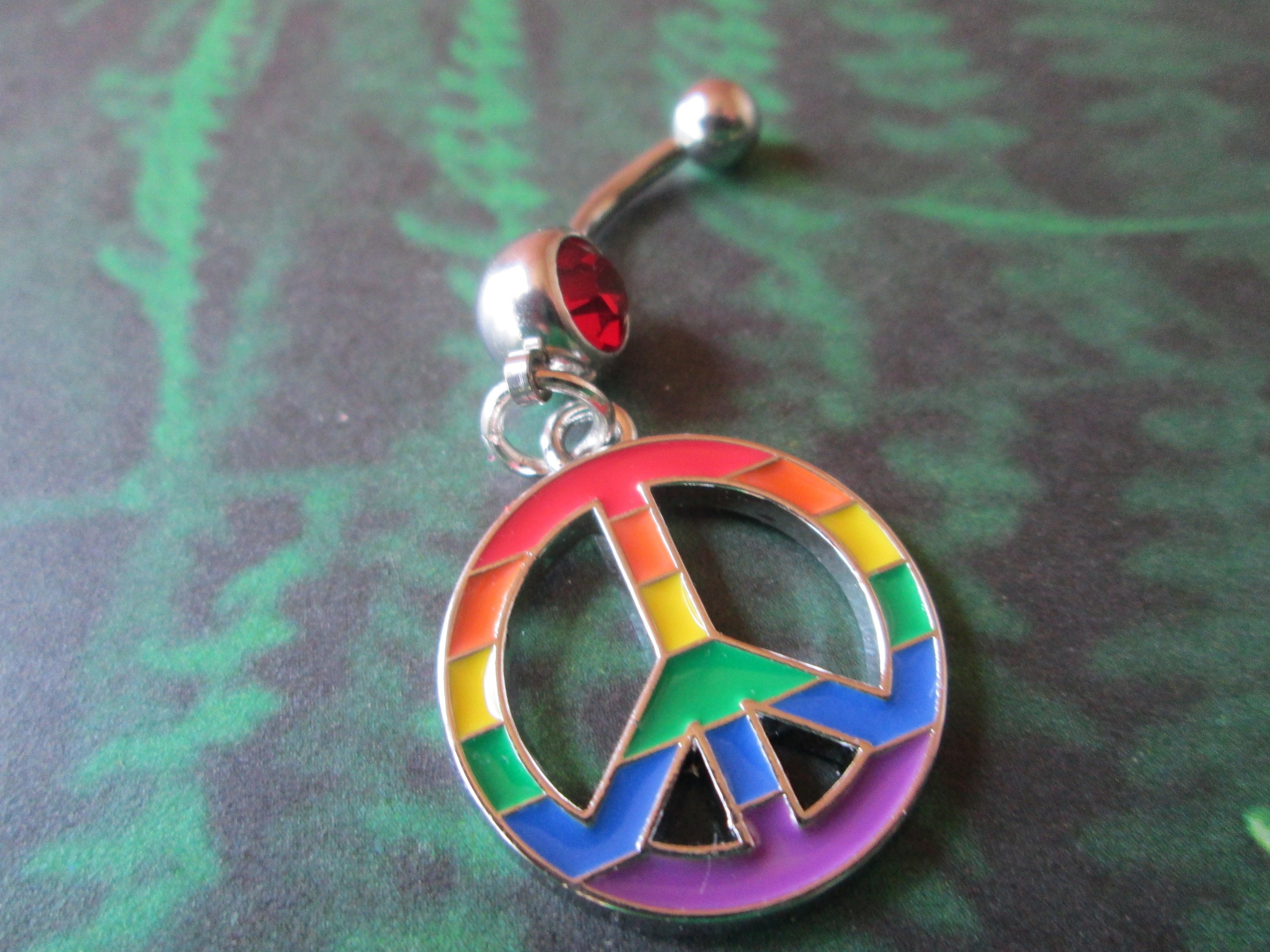 Belly Button Rings Rainbow Peace Sign Body Jewelry Belly Piercing Belly ...