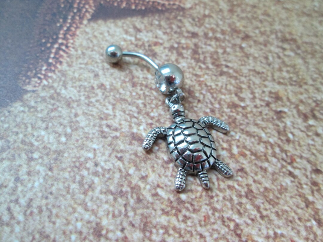 Belly Button Ring Larger Sea Turtle 1" Body Jewelry Belly Ring Piercing ...