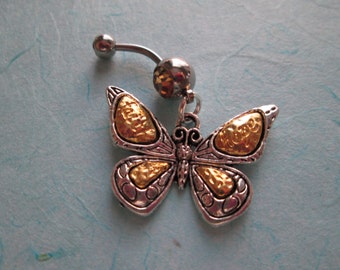 Belly ring blue butterfly body jewelry belly button ring navel | Etsy