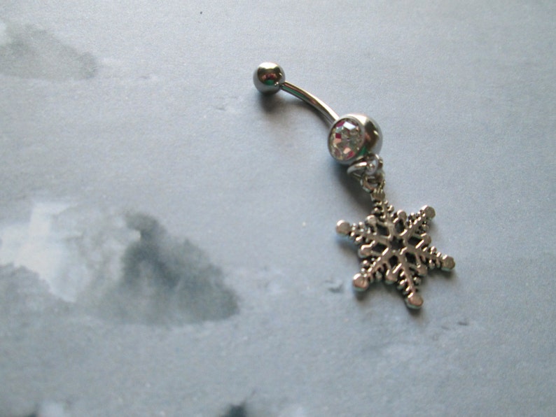 Belly Button Rings Silver Snow Flake Body Jewelry Piercing - Etsy