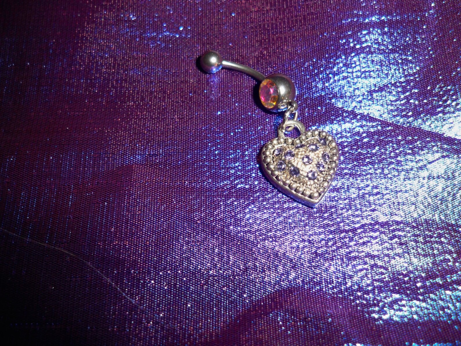 Belly Jewelry Purple Heart Belly Button Ring-swarovski Crystal - Etsy