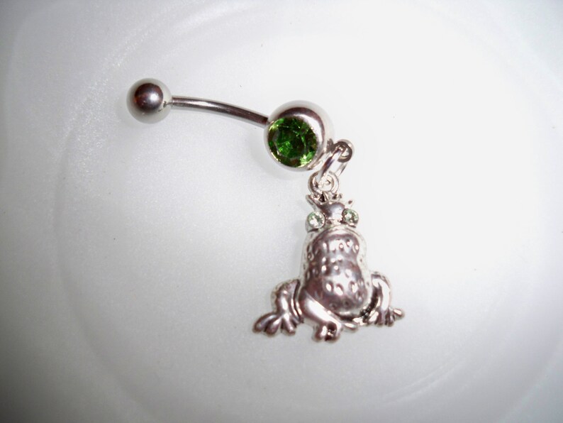 Body Jewelry Green Eyed Frog Prince in Green Belly Button Rings - Etsy
