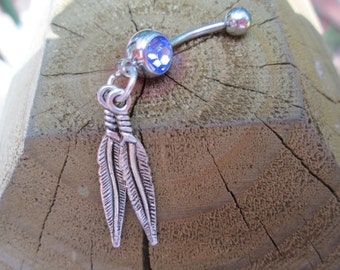 Body Jewelry Feather Belly Button Rings Piercing - Etsy