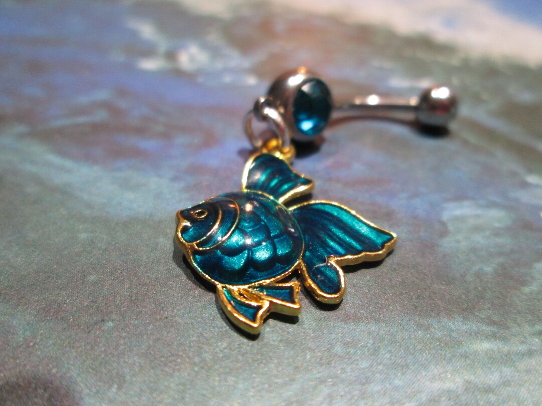 Body Jewelry Blue Fish Belly Button Ring Peircing - Etsy