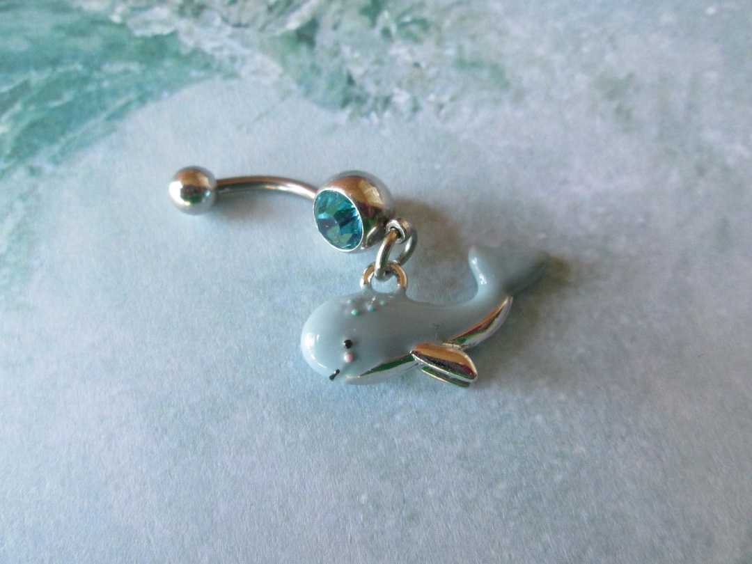 Body Jewelry Blue Whale Belly Button Ring Piercing Jewelry - Etsy