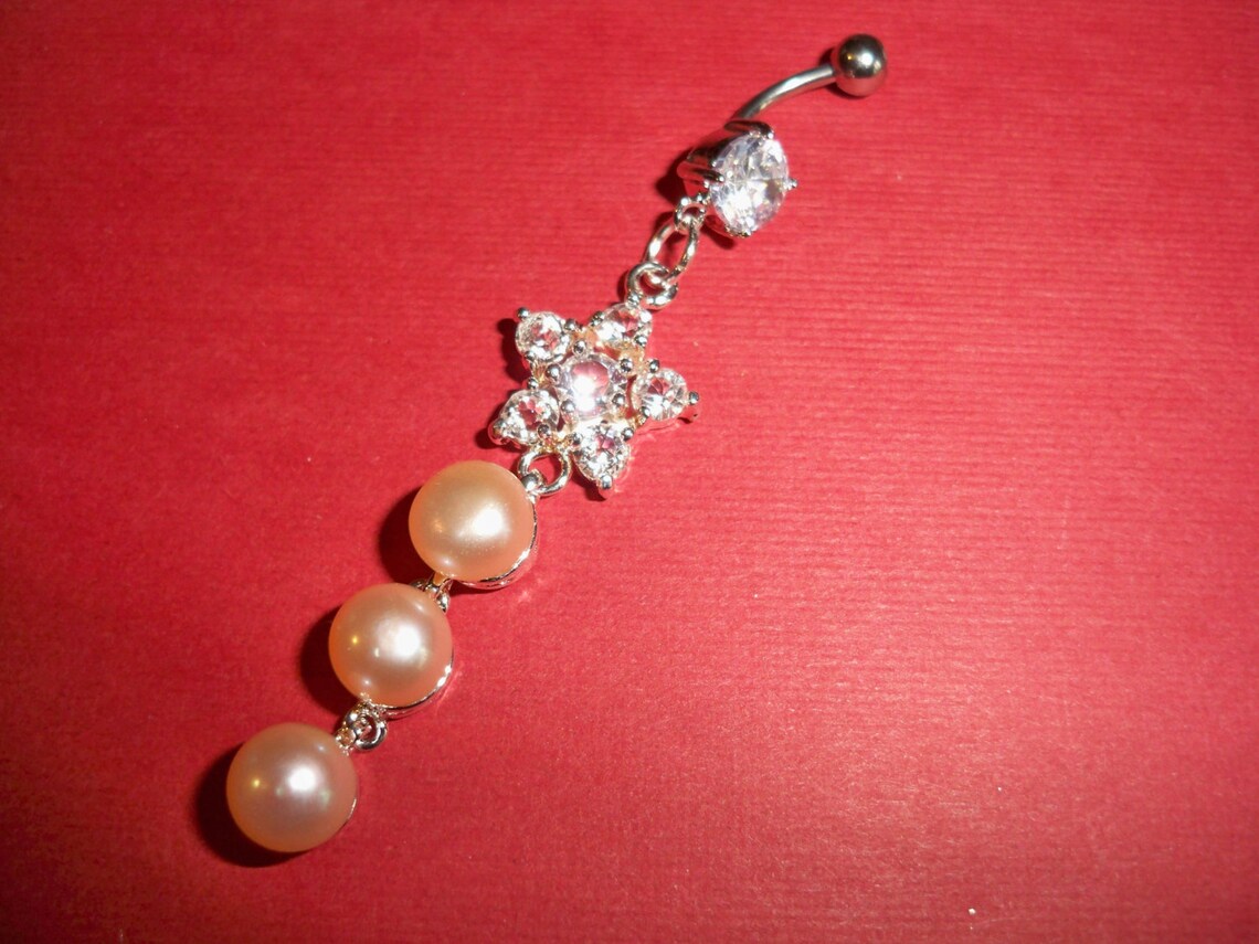 Belly Button Rings Star and Pearl Body Jewelry Piercing - Etsy