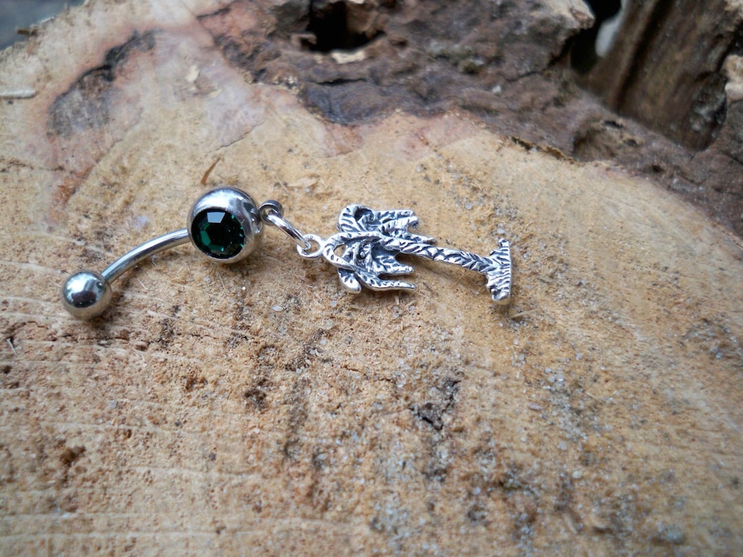 Palm Tree Belly Button Ring, Body Jewelry Piercing - Etsy