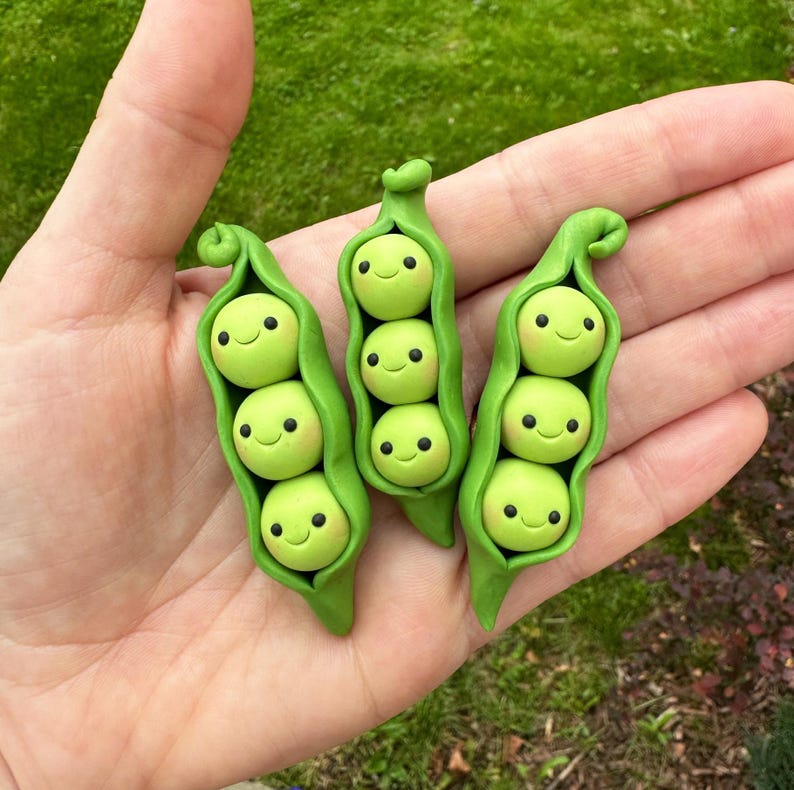 Handmade Polymer Clay Magnet – Clay Fridge Magnet, Cute Gift Ideas, Pea ...