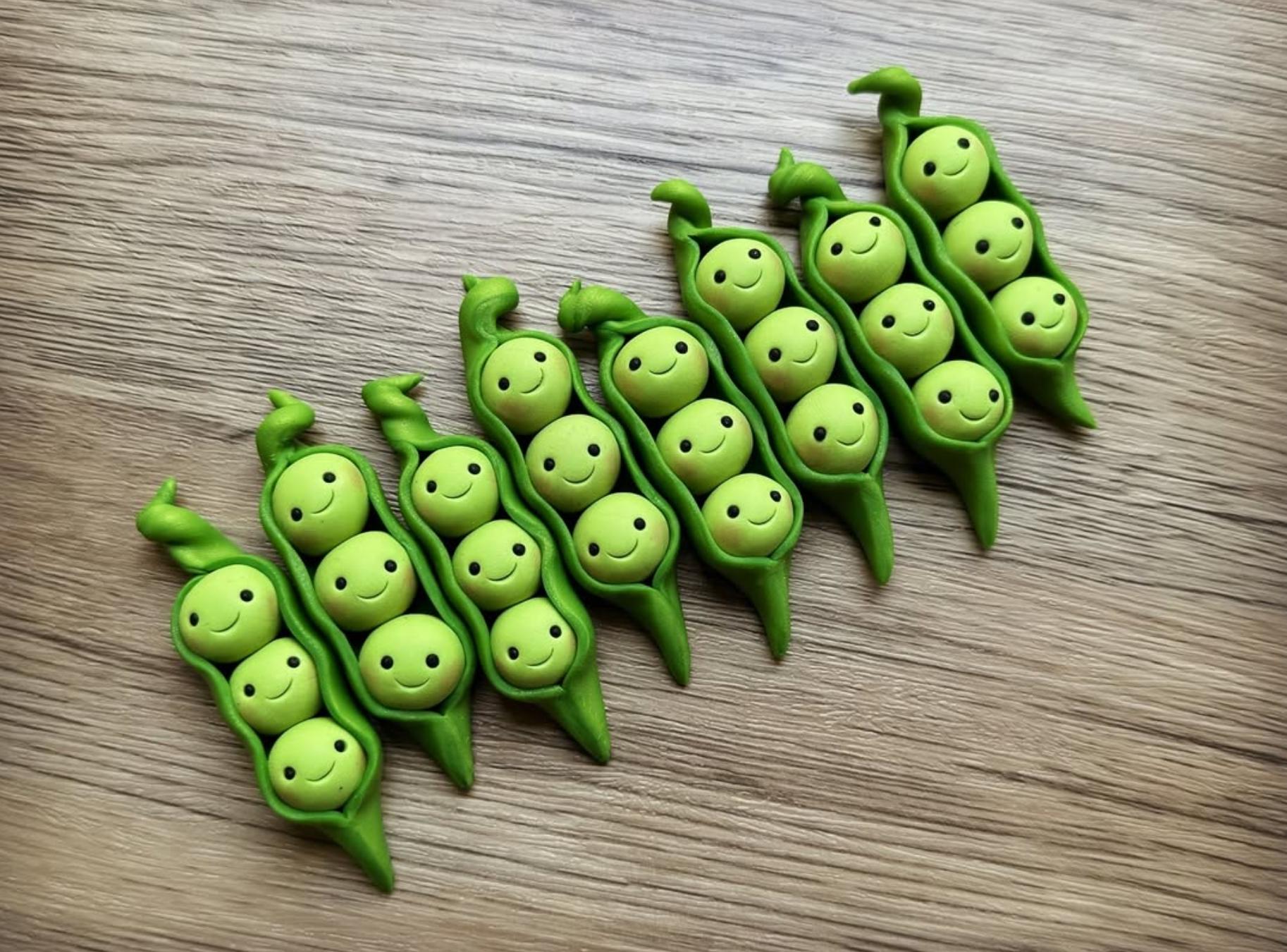 Handmade Polymer Clay Magnet – Clay Fridge Magnet, Cute Gift Ideas, Pea ...