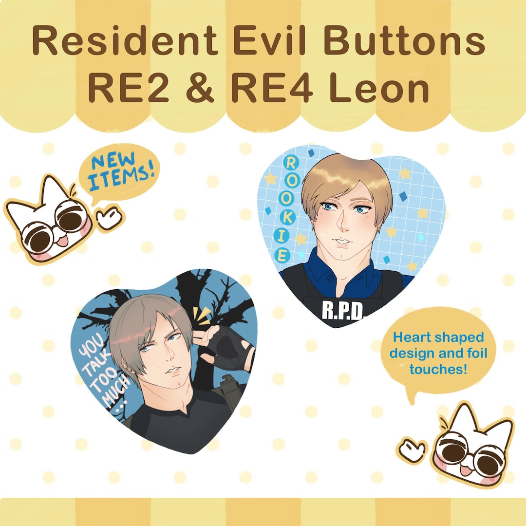 Resident Evil Leon RE2 & RE4 Heart Buttons - Etsy