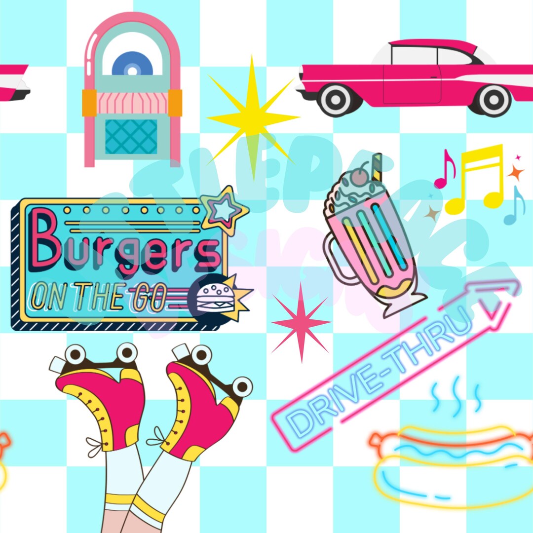 Preppy 50s Diner Retro Seamless Pattern/ Seamless File for Fabric ...
