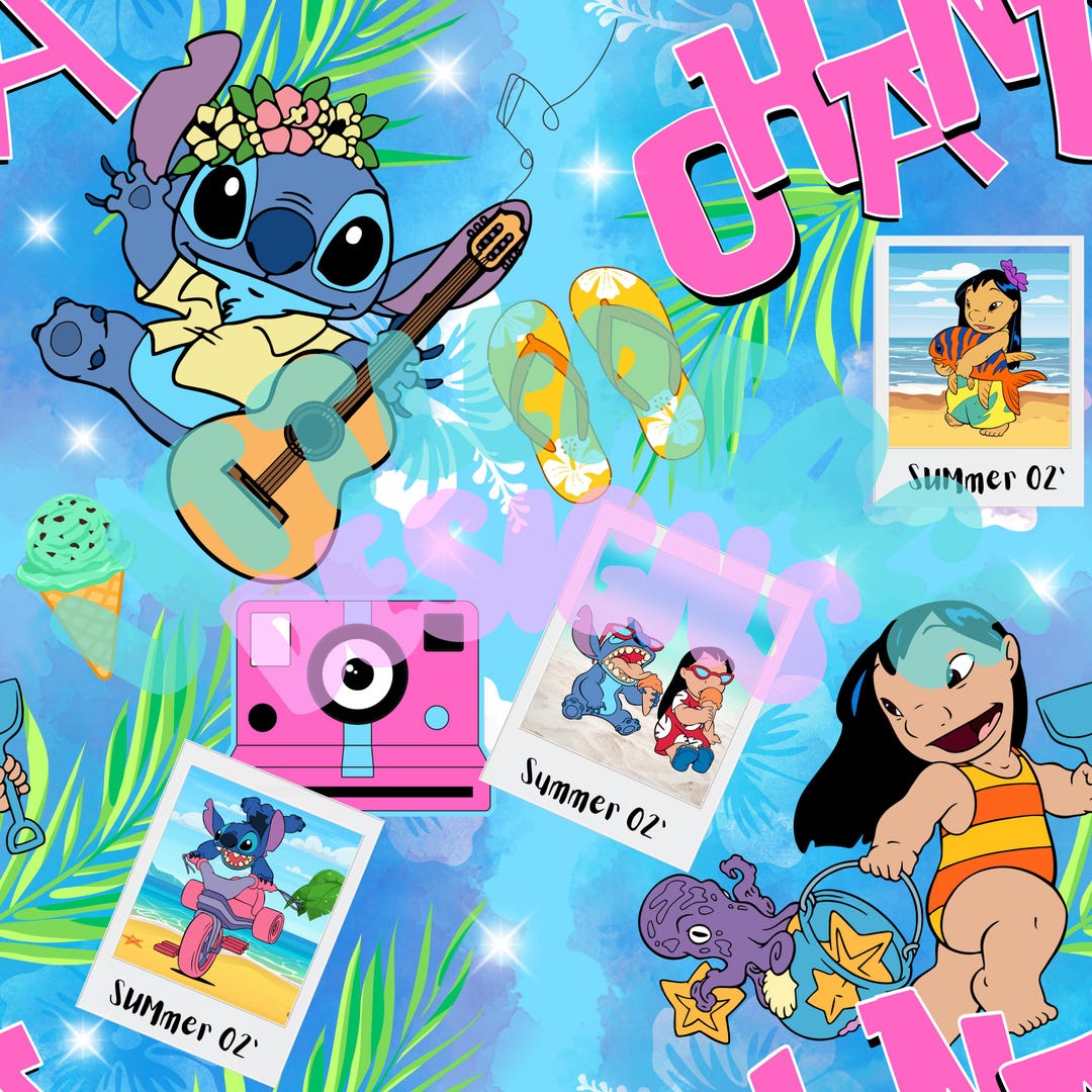 Lilo and Stitch Girly Downloadable Seamless File/seamless Pattern - Etsy
