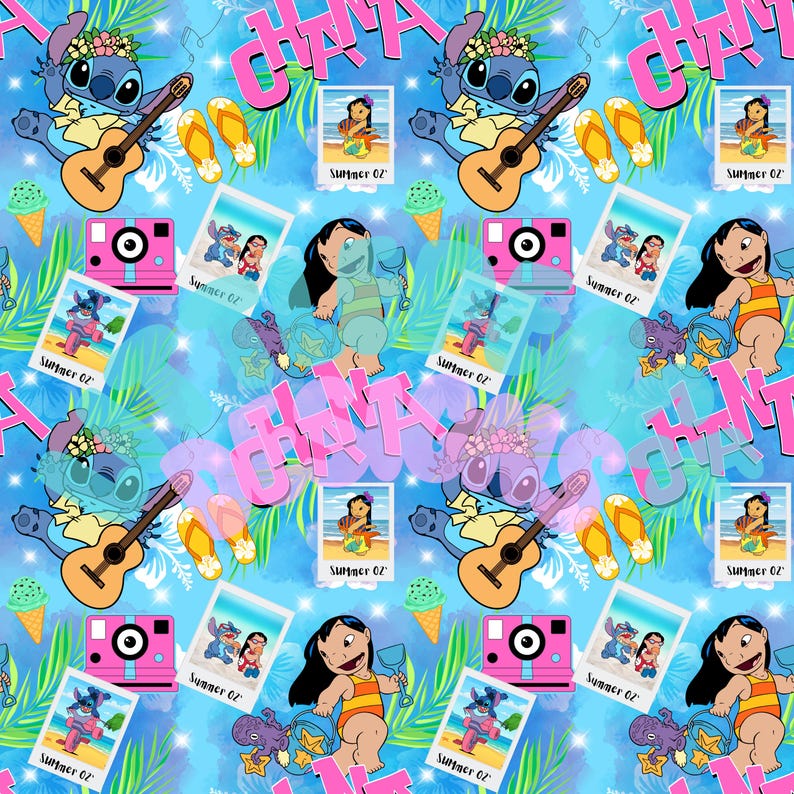 Lilo and Stitch Girly Downloadable Seamless File/seamless Pattern - Etsy