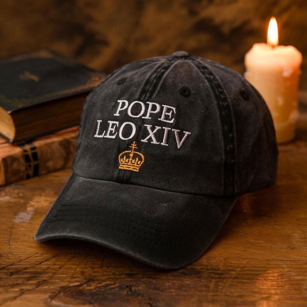 Embroidered Pope Leo XIV Washed Hat - Vatican Catholic Cap With ...