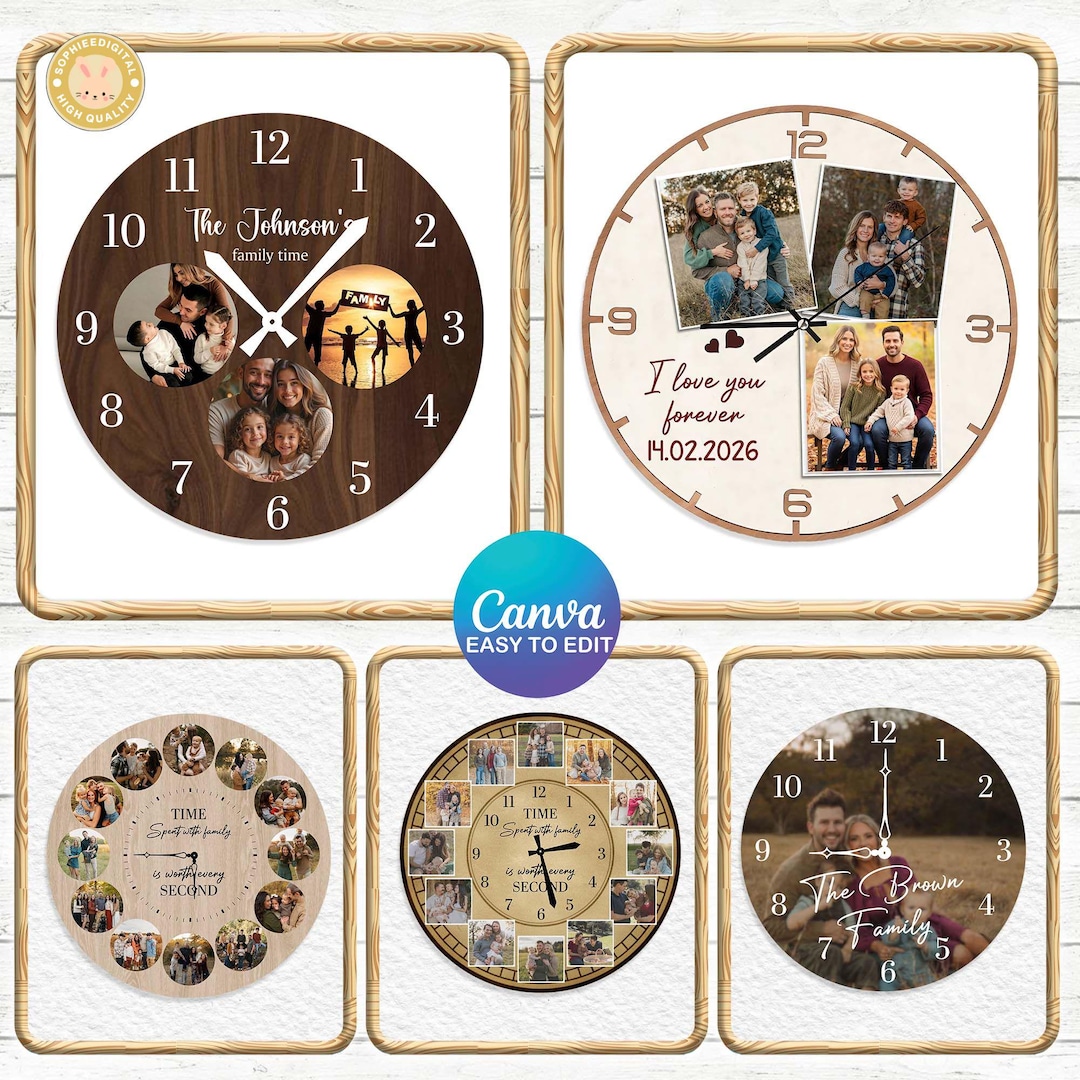 6+ Custom Clock Photo Canva Template, Round Clock Png, Custom Family ...