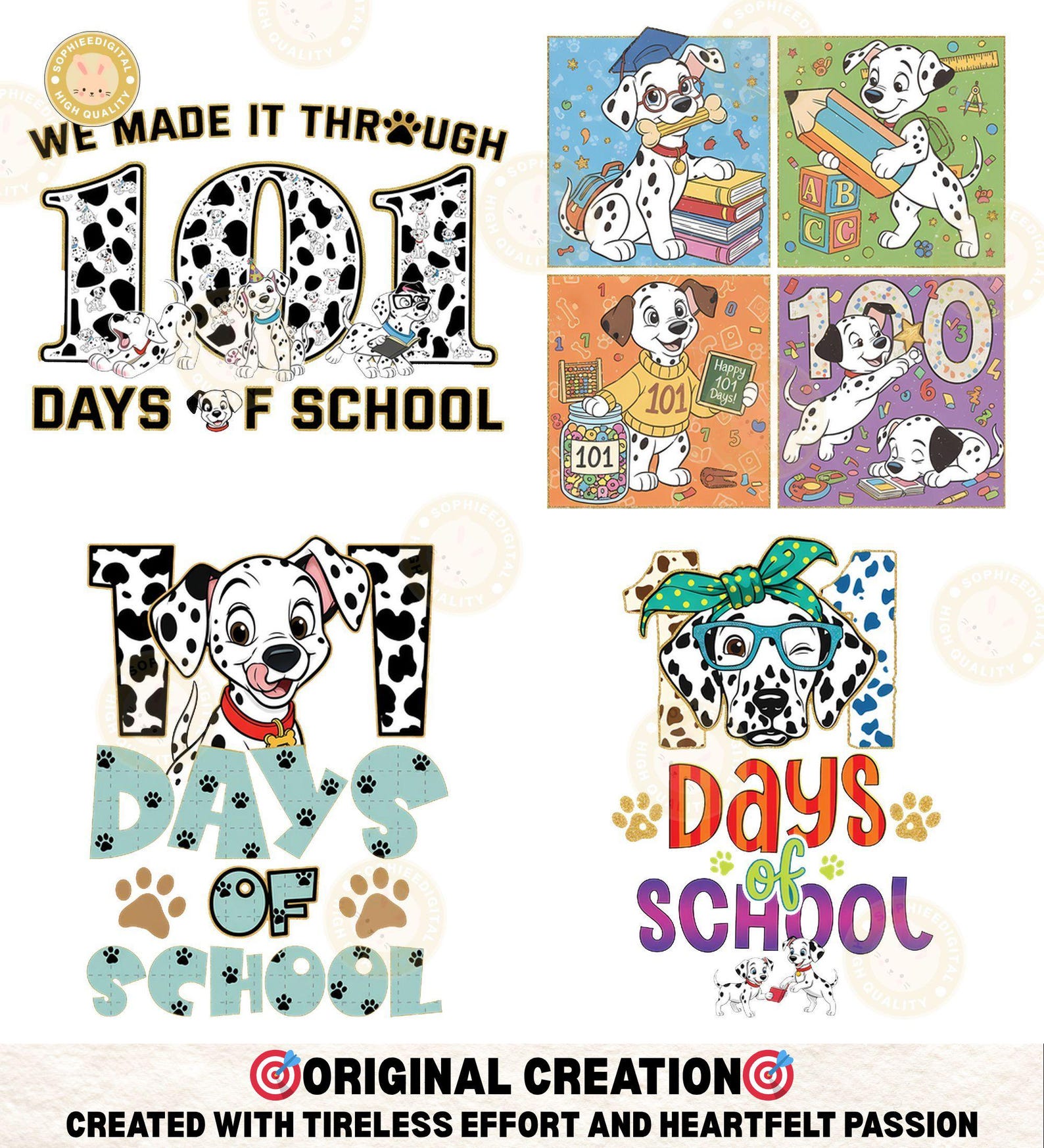 30+ 101 Days of School Png Bundle, Dalmatian Dots Dog Png, Preppy Dog ...