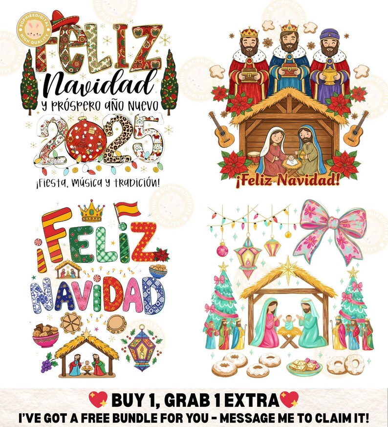 20+ Spanish Christmas Png Bundle, Feliz Navidad Png, Merry Christmas ...
