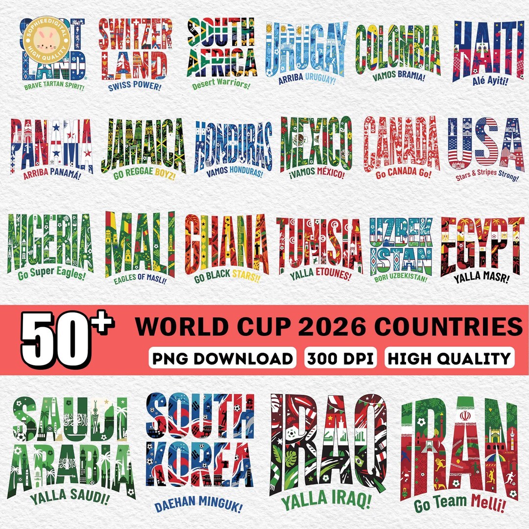 50+ World Cup Countries Png Bundle, National Soccer Png, Cultural Flag ...